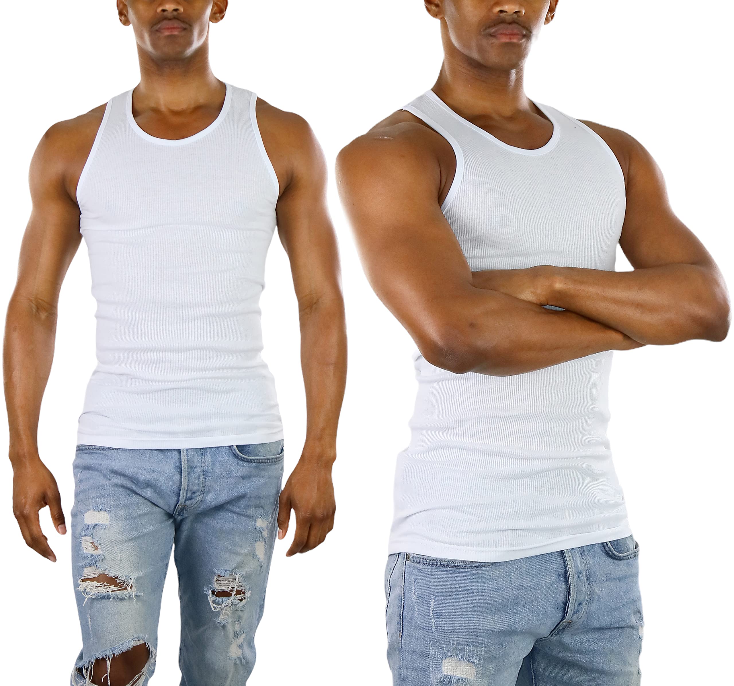 ToBeInStyle Men's Single A-Shirt Tank Top Undershirt- White - S