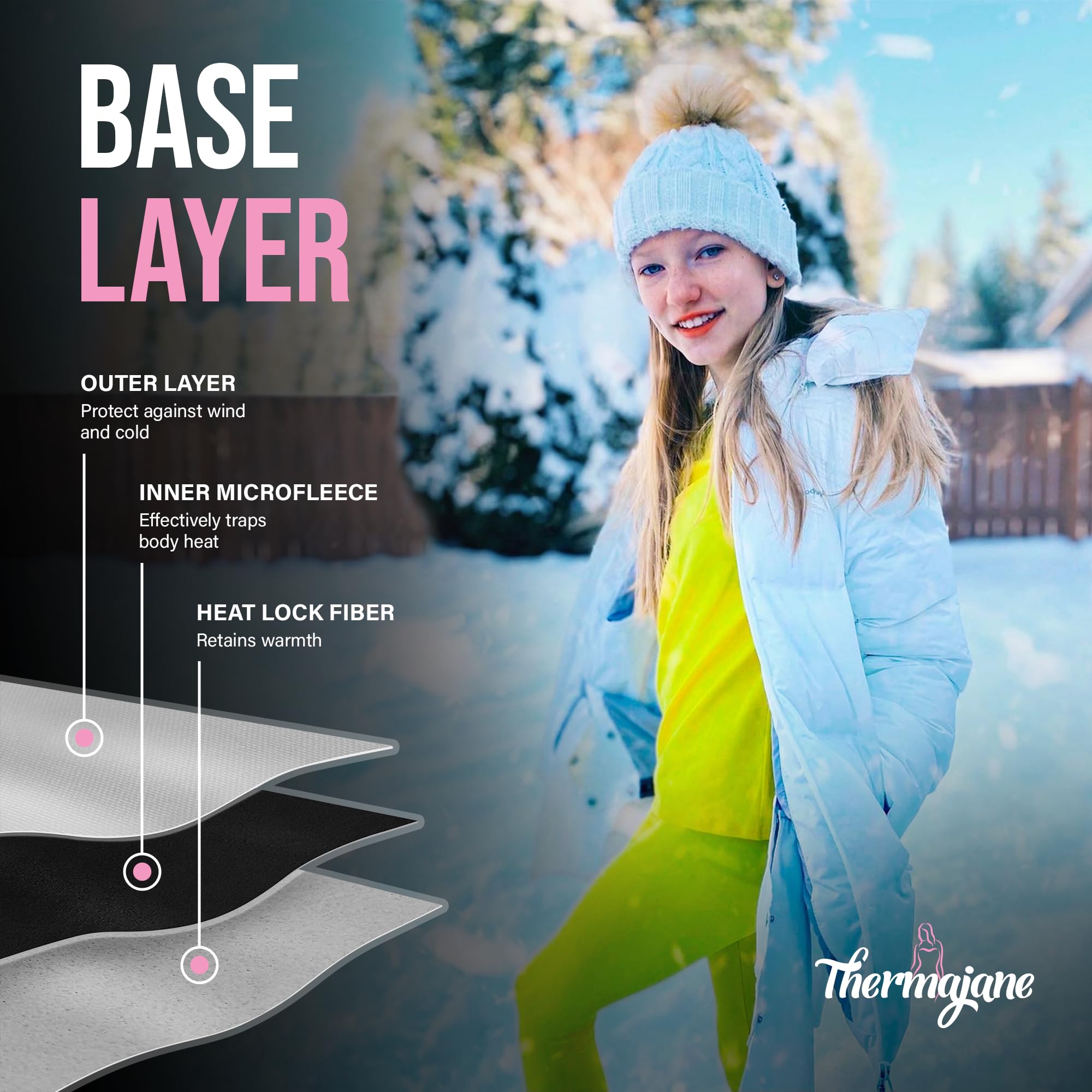 Thermajane Thermal Underwear for Kids Long Johns, Girls Thermal Underwear Set, Base Layer Kids Long Underwear (Olive Green, Medium)