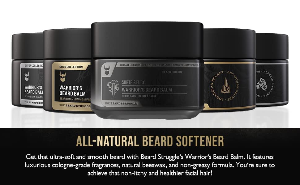 The Beard Struggle Warrior’s Beard Balm - Platinum Collection, Surtr's Fury - Non-Greasy Low-Hold Formula, Luxurious Cologne-Grade Fragrances 100% Natural and Plant-Based Ingredients - 50g