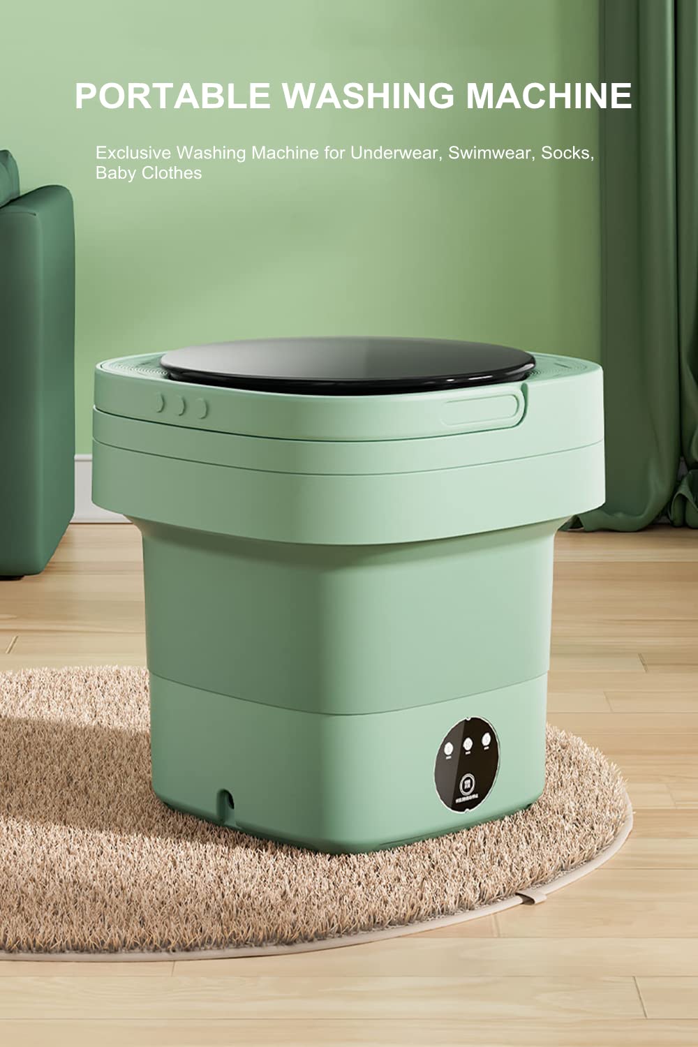 Small Portable Washing Machine, Mini Washer 6.5L High Capacity with 3 Modes Deep Cleaning for Underwear, Baby Clothes, or Small Items, Foldable Washing Machine for Apartments, Camping, Travel (Purple)