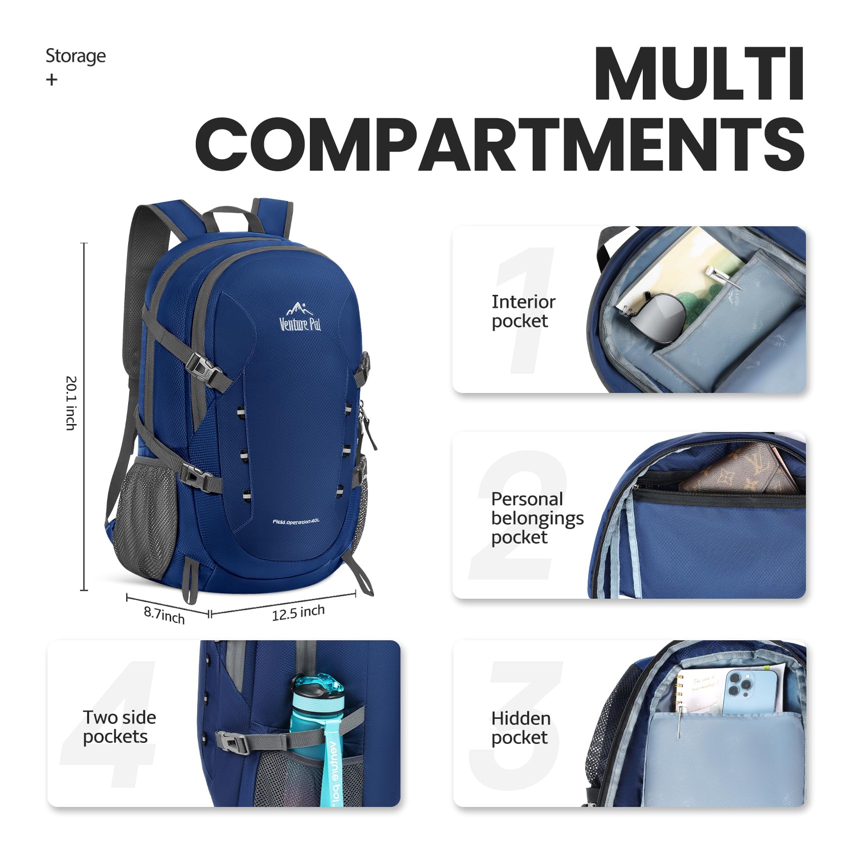 Venture Pal 40L Lightweight Packable Travel Hiking Backpack Daypack