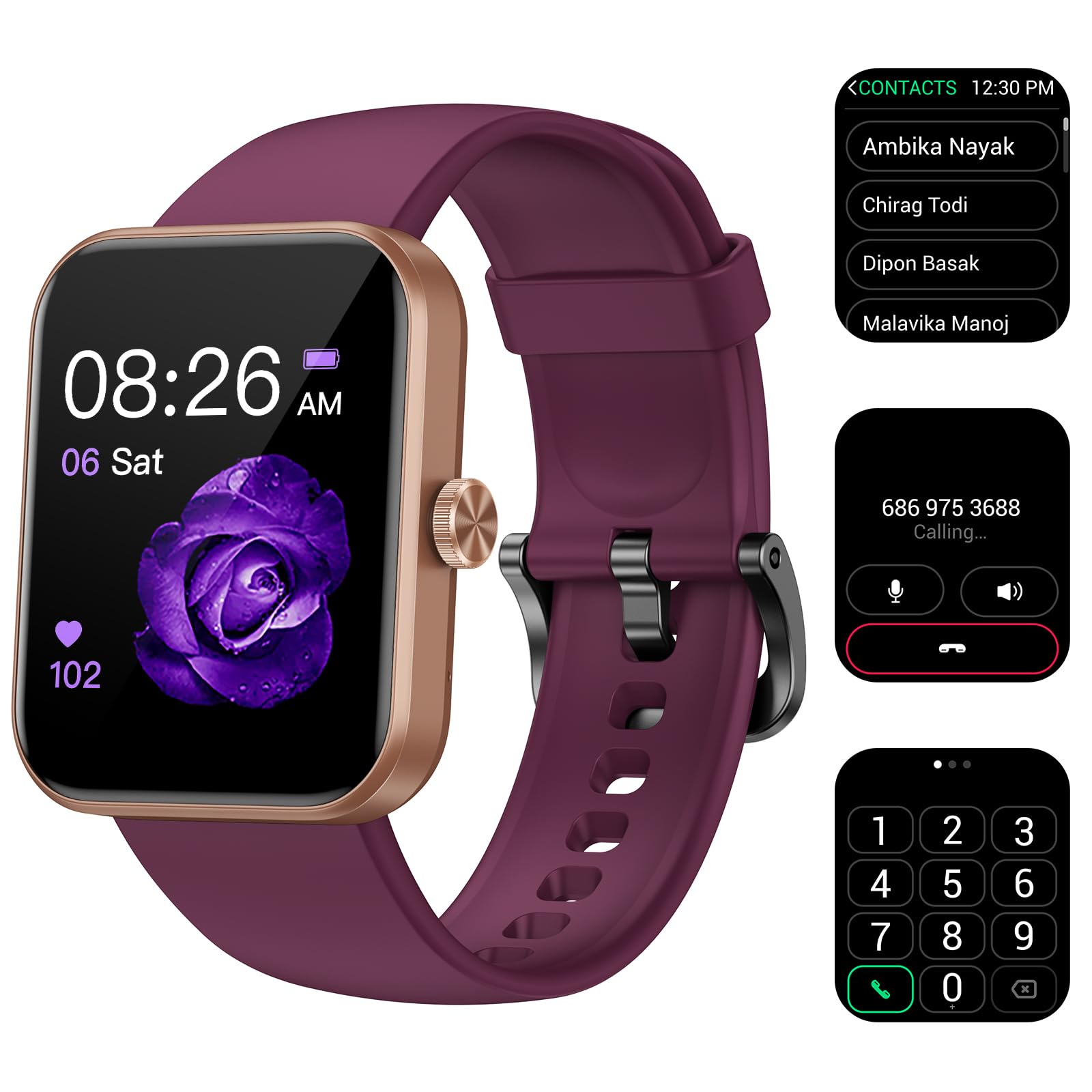 Smart Watch Bluetooth Calling (Answer/Make Call) 42mm Touch Screen for Men Women, 100 Sports Modes Fitness Tracker with Heart Rate Monitor Blood Oxygen IP68 Waterproof,Compatible with Android iOS