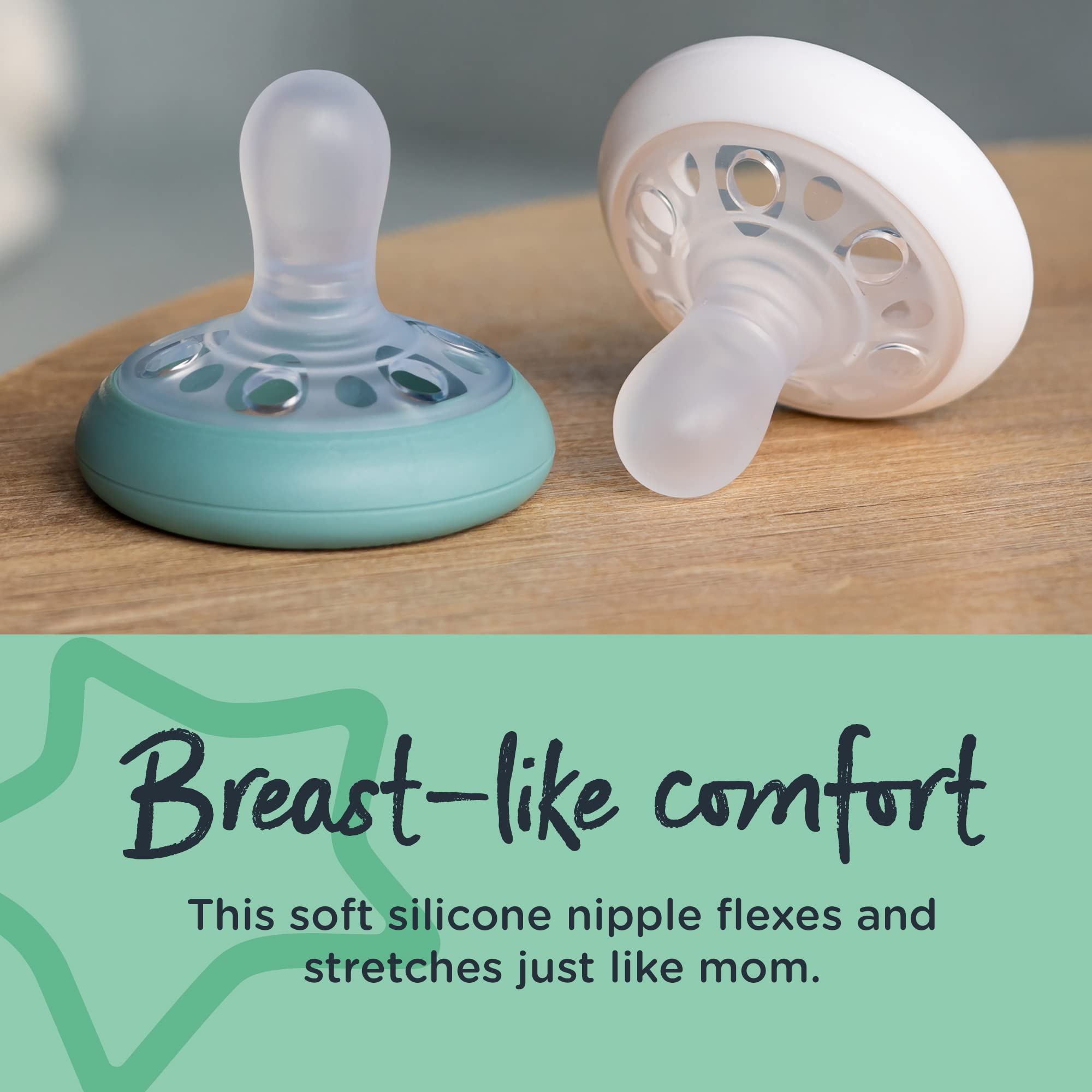 Tommee Tippee Breast-Like Pacifier Soother, 0-6 Months ? White & Ice Blue, 2 Pack