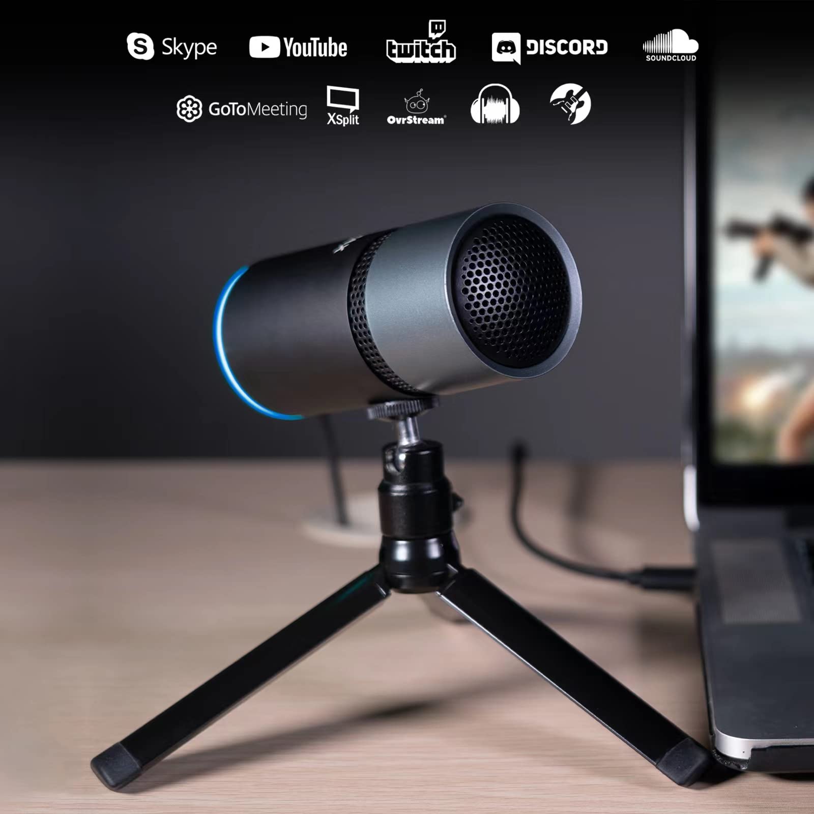 THRONMAX Pulse Noise Cancelling Streaming 96Khz USB Condenser Microphone for Laptop MAC Windows Cardioid Studio Recording Vocals, Voice Overs,Broadcast,YouTube Videos (Black)