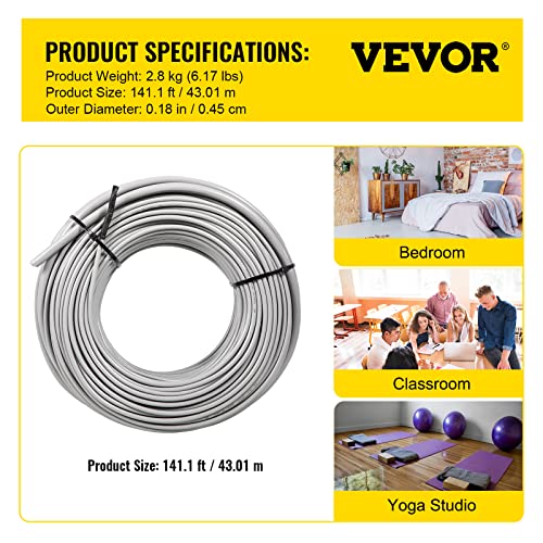 VEVOR Floor Heating Cable,540W 120V Floor Tile Heat Cable,141.1 FT Long,42.7 sqft,with Convenient Temperature Control Panel,No Noise or Radiationā¦