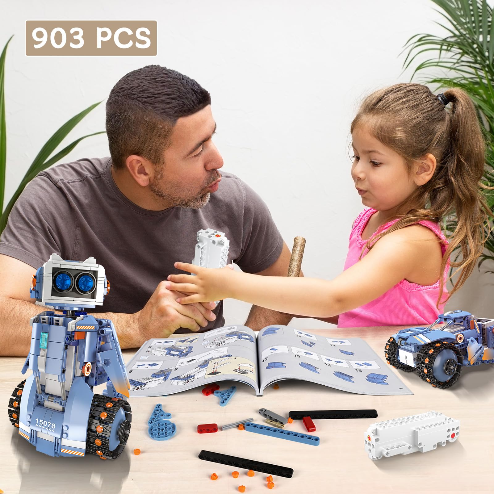YESHIN Stem Robot for Boys Ages 8-14, APP & Remote Control Robot DIY Building Block Kits, Stem Projects Robotics Kits for kids ages 8+ (369 Pieces)