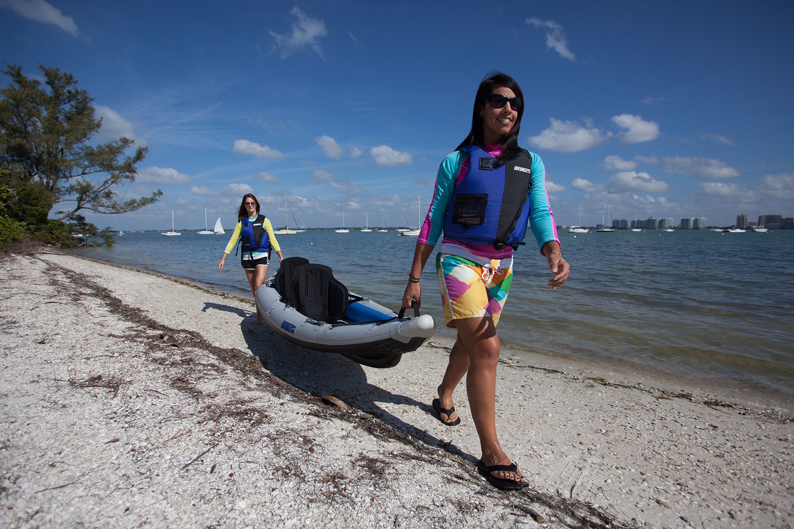 Sea Eagle 385FT Fasttrack Inflatable 12'6" 1-3 Person Touring Kayak with Rigid External keel-Smoother Paddling Experience-Light Weight (385FT Fasttrack Pro Kayak)