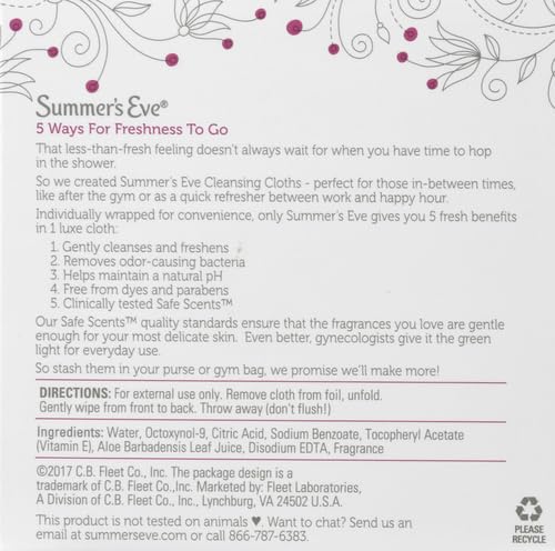Summer's Eve Cleansing Cloths, Simply Sensitive, 16 Count