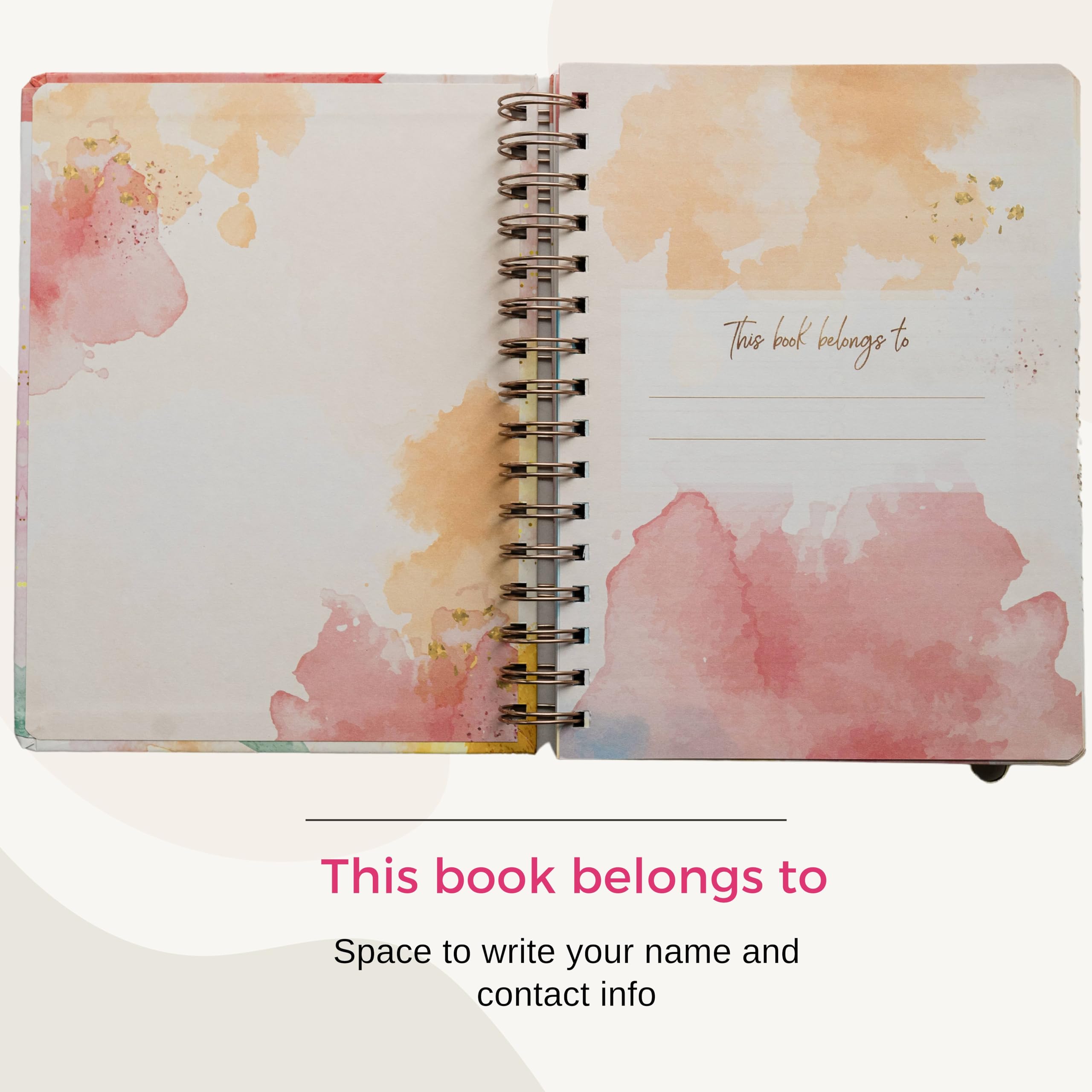 Undated Daily To Do Notebook - Planner Notepad List 6.5x8.5" Cute Colorful Design- Laminated Hard Cover & Rose Gold Spiral Binding- 302 Pages- Daily Task & Lined Notes Pages