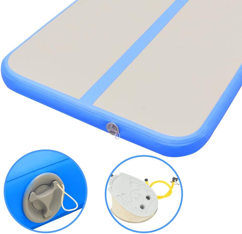 vidaXL Inflatable Gymnastics Mat with Pump 236.2"x39.3"x3.9" PVC Blue