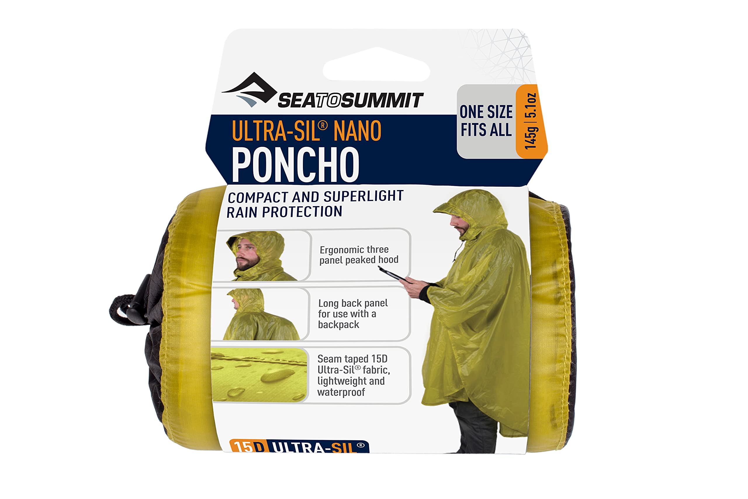 Sea to Summit Ultra-Sil Nano Poncho Raincoat and Pack Cover, Lime