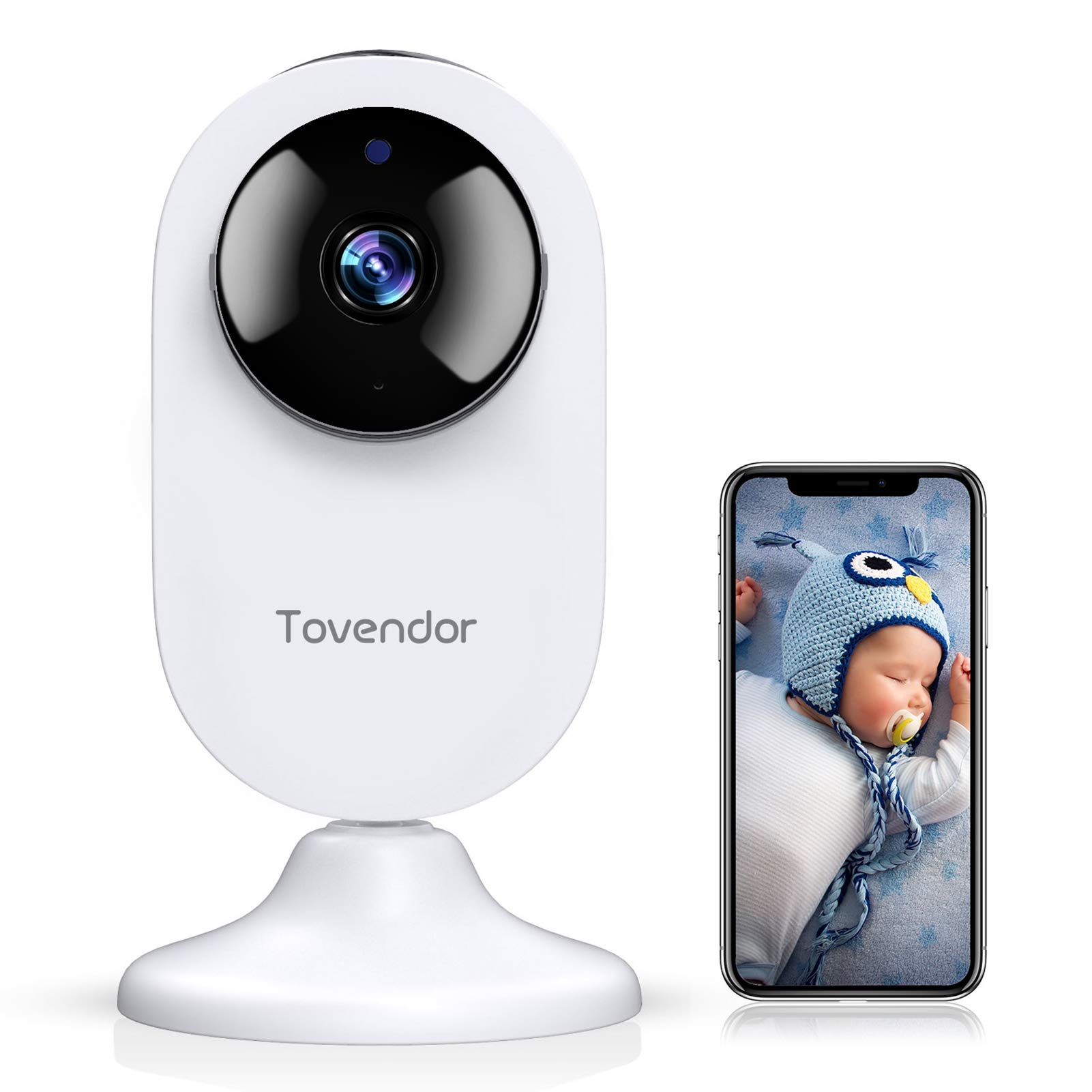 Tovendor Mini Smart Home Camera, 1080P 2.4G WiFi Security Camera Wide Angle Nanny Baby Pet Monitor with Two Way Audio, Cloud Storage, Night Vision, Motion Detection