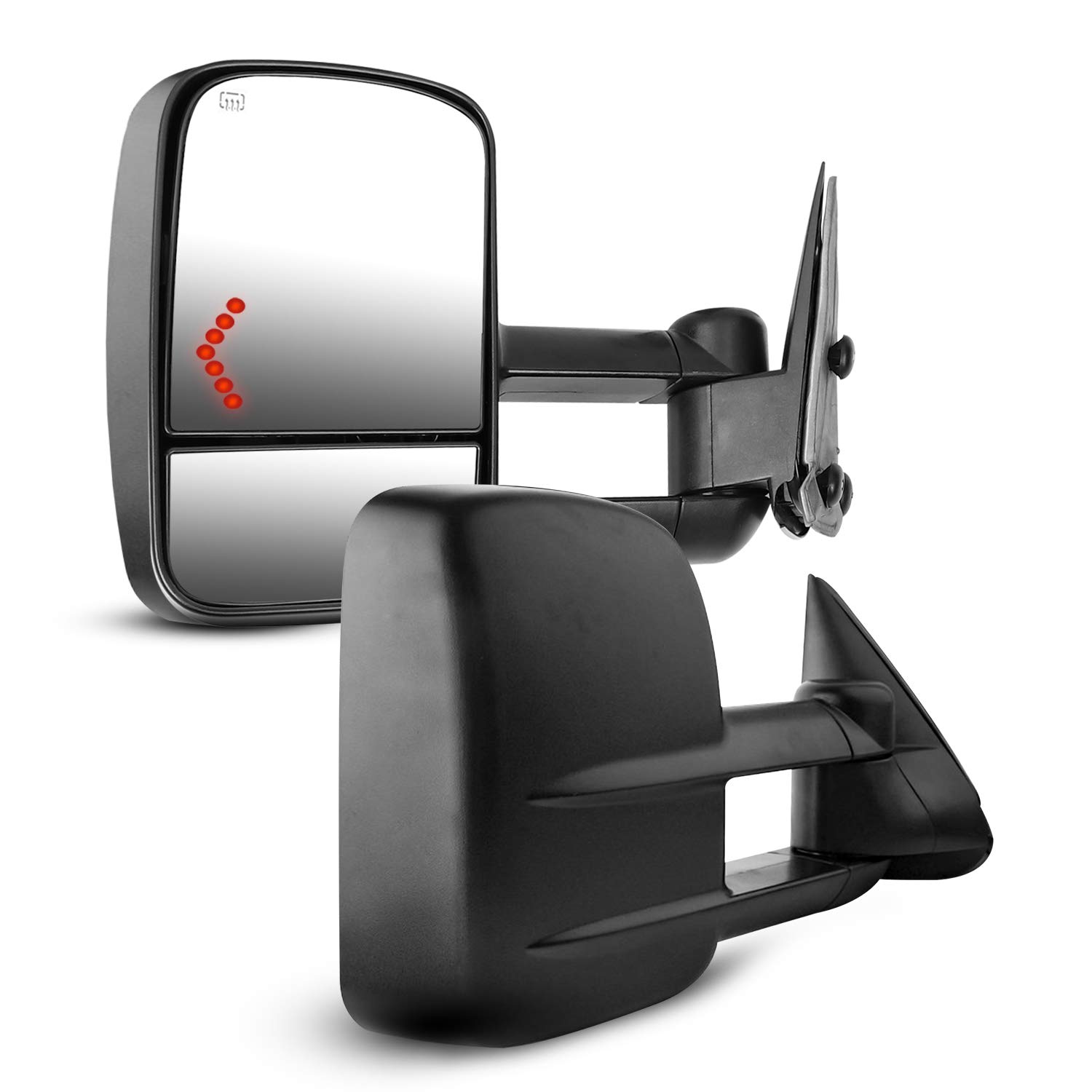 Towing Mirrors for Chevy Silverado, AAIWA Side Mirror for GMC Sierra, Power Heated Tow Mirrors with Arrow Signal Light for 2003-2007 GMC Sierra Silverado, 2 PCS