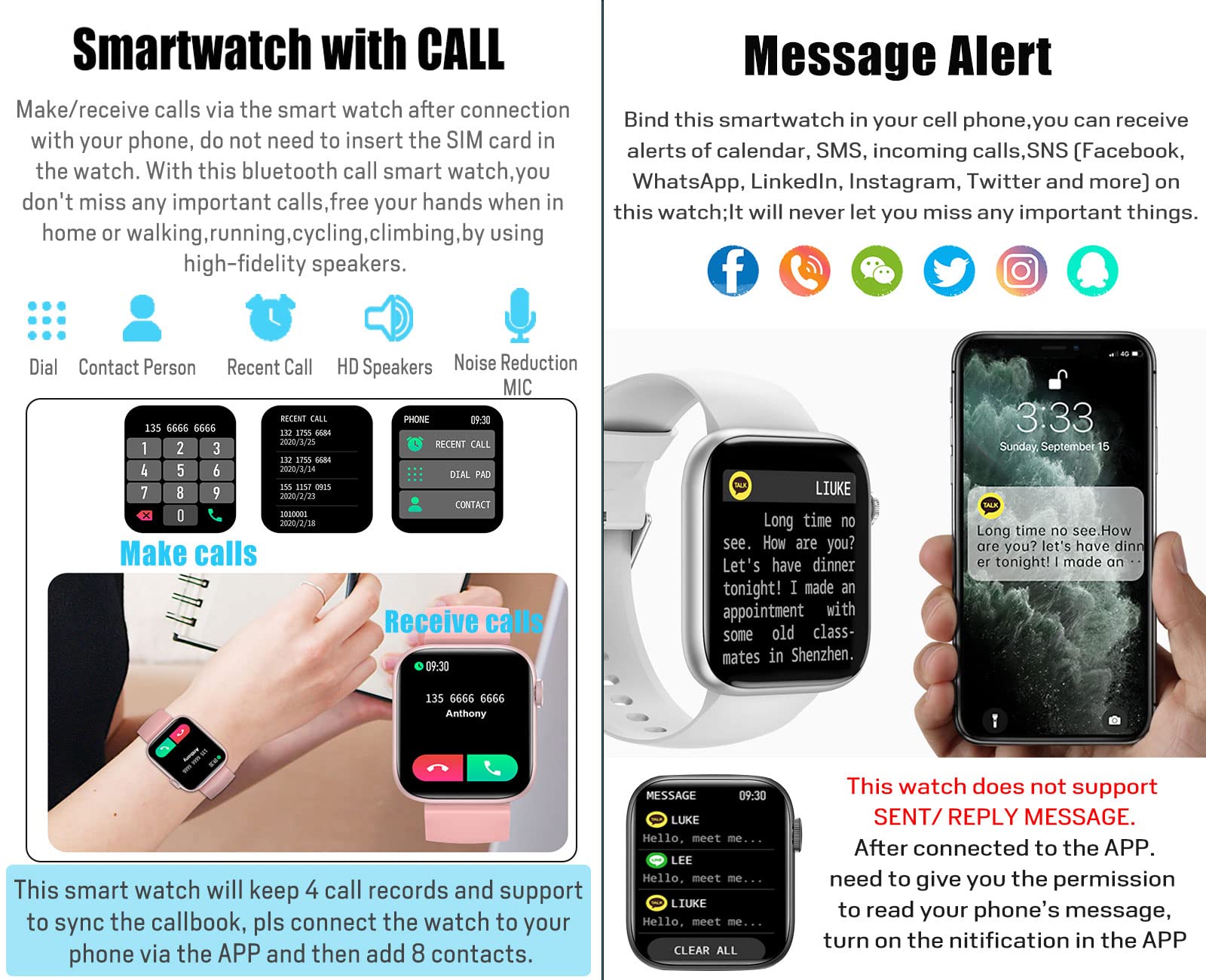 Smart Watch for Women(Answer/Make Call), 1.7'' Smart Watch for Android and iOS Phones Compatible with Text and Call Heart Rate, Sleep, Blood Oxygen, Step Counter Pink