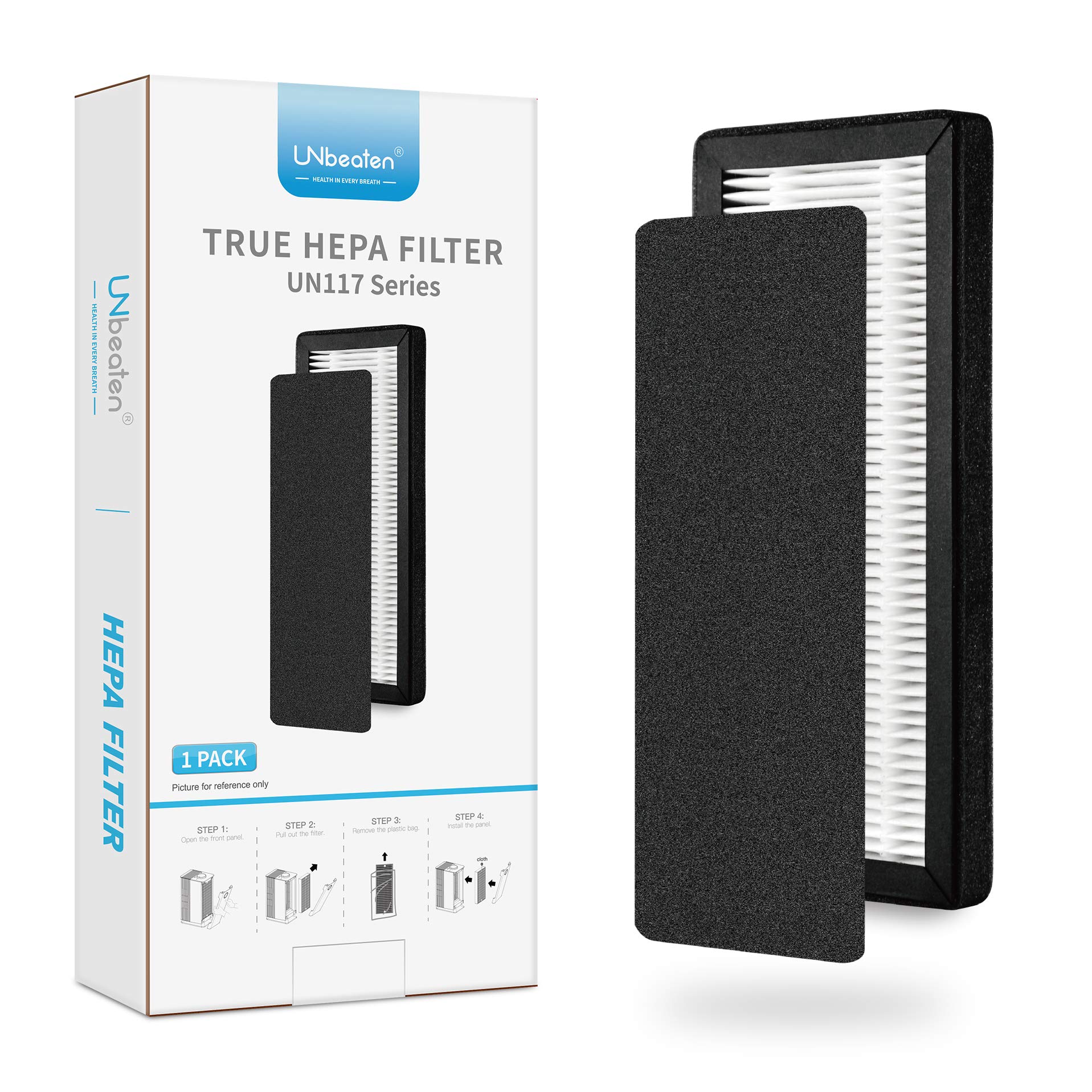 UNbeaten Air Purifiers Filter UN117 True Hepa Filter Removes Allergies and Pets Dander Smoke Dust Mold