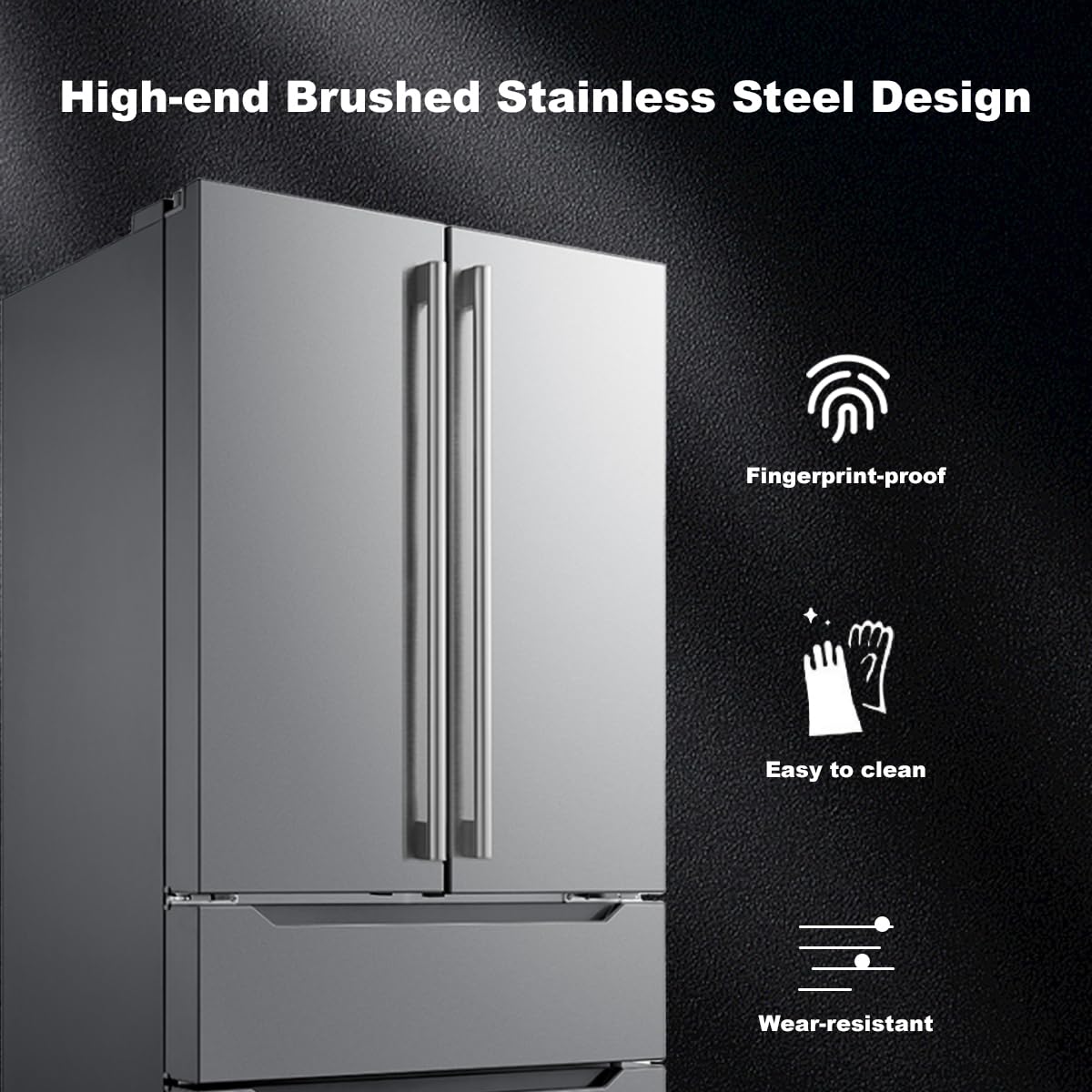 SMETA 36 Inch Side-by-Side Refrigerator 26.3 cu ft Freestanding with Auto Ice Maker and Water Dispenser Large Capacity Refrigerator for Home, Stainless Steel