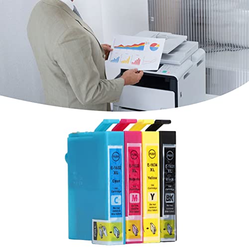 YEmirth 4Pcs Ink Cartridge BK C M Y Smoothly Ink Output Clear Fadeless Print Printer Cartridge with Ink for Workforce WF 2010W