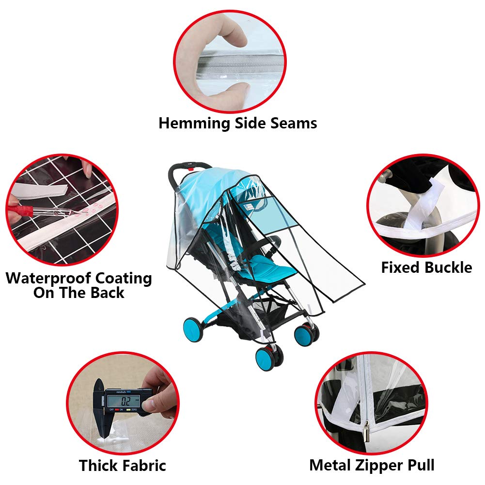 Universal Baby Stroller Rain Cover, Double Zipper with Eye Screen,Windproof,Dustproof, Rain and Snowproof Stroller Cover,Ventilated High-Definition Transparent Baby Travel Windproof and Insect Cover