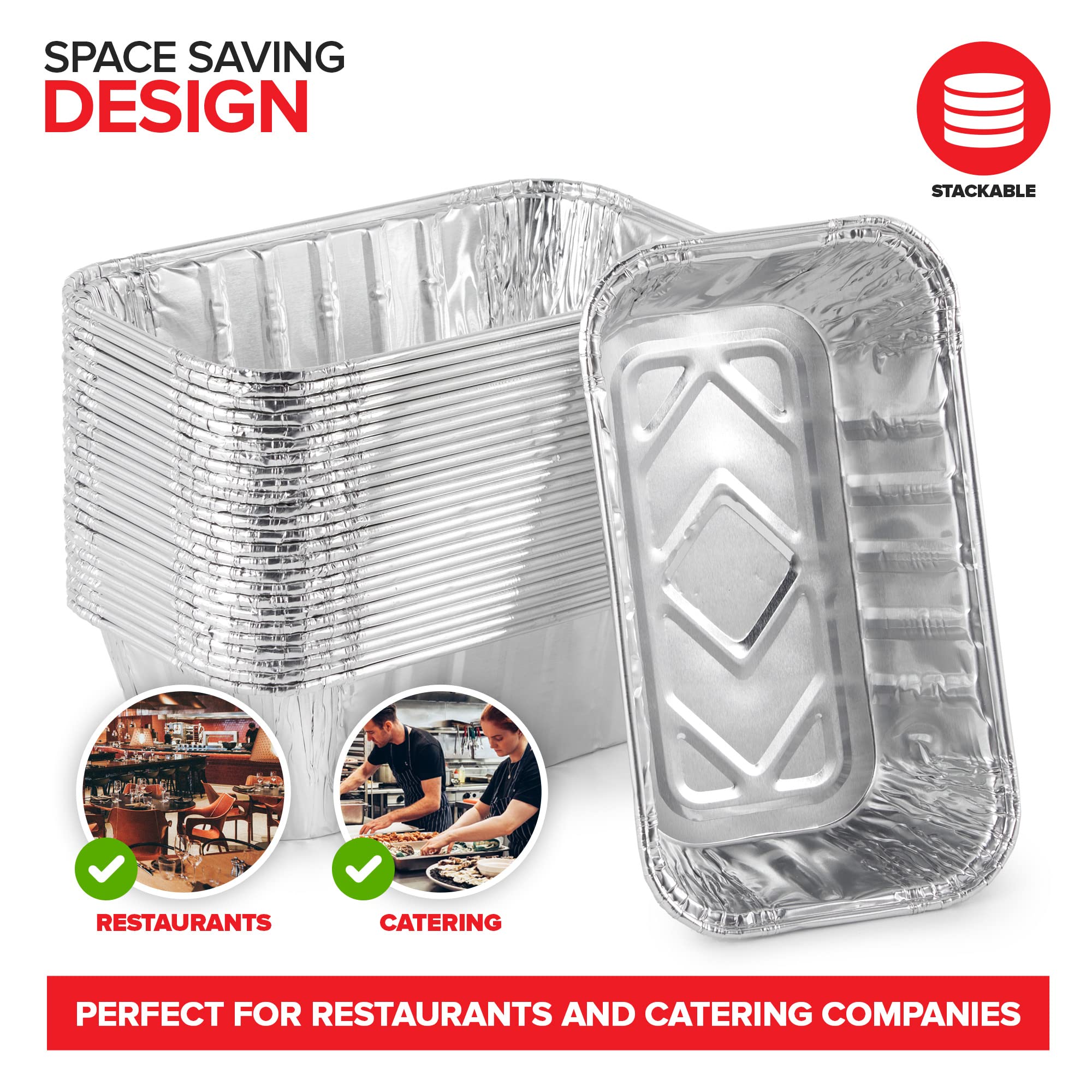 Stock Your Home Aluminum Pans Mini Loaf Pans (50 Pack) 1 Lb Aluminum Foil Tin Pans, Small Loaf Pans – 1 Pound Disposable Baking Pans Perfect for Baking Cakes, Bread Loaves - 6 x 3.5 x 2