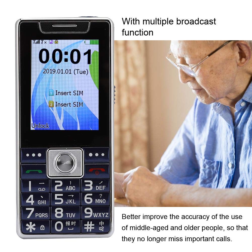 Unlocked Cell Phones with 2.4-inch HD Screen, 2G GSM Network Dual-SIM Card Mobile Phone with 3000mAh Battery, One-Click Dialing * Flashlight for Elderly & Kids(Blue)
