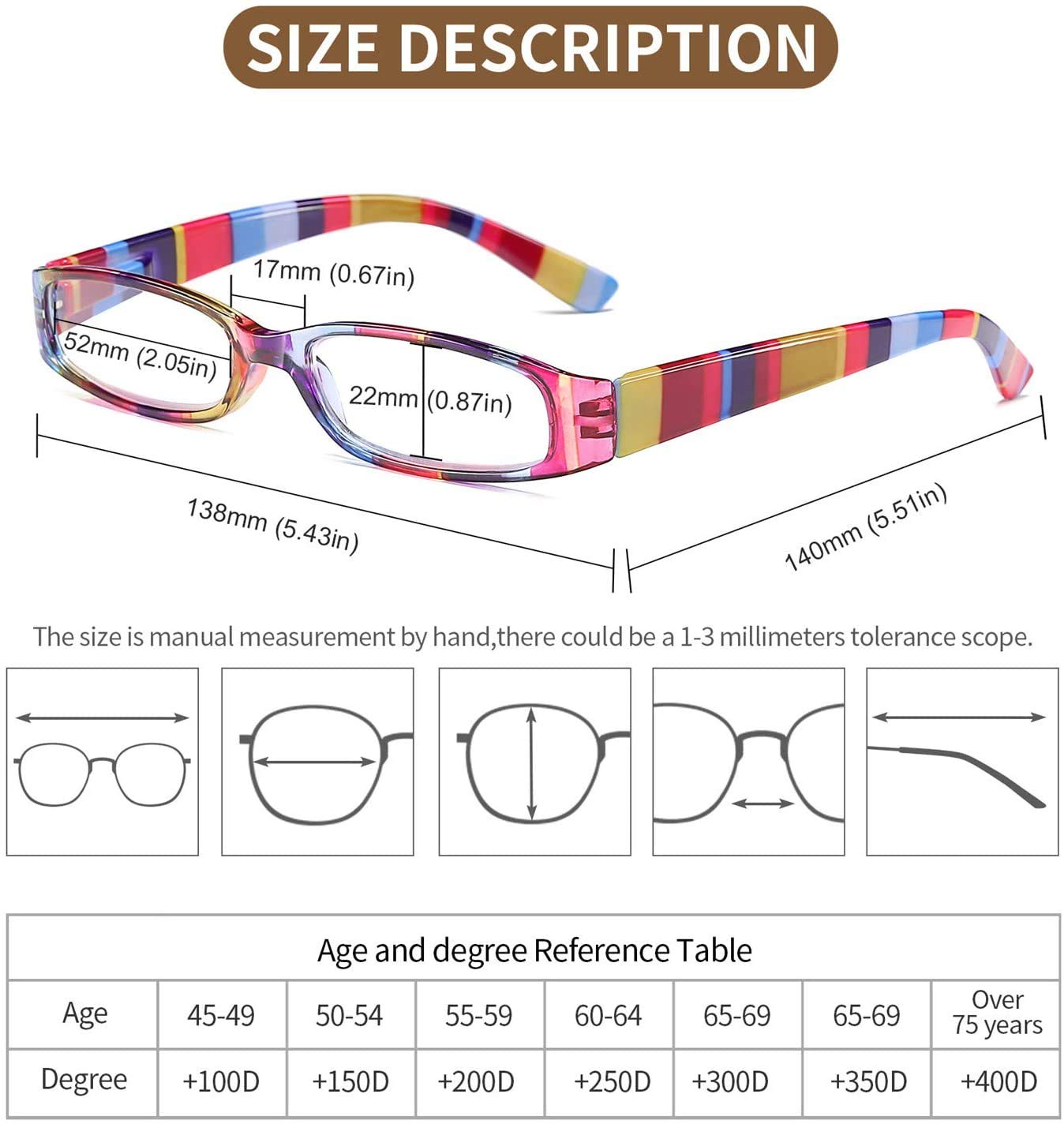 SOCTICK Reading Glasses 4 Pairs Fashion Ladies Readers Spring Hinge with Pattern Print Eyeglasses for Women +2.5