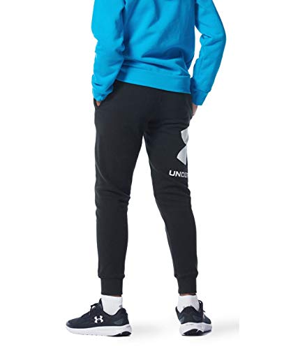 Under Armour Boys' Rival Fleece Logo Joggers, Black (001)/Onyx White, Youth Large