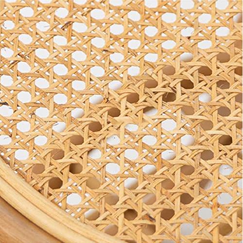 Sofa Side Table Couch Table Natural Rattan Round Side Table with Storage Shelf, Nightstand Modern End Table for Living Room Bedroom Office Small Spaces, Hand-Woven Rattan End Table Coffee Table