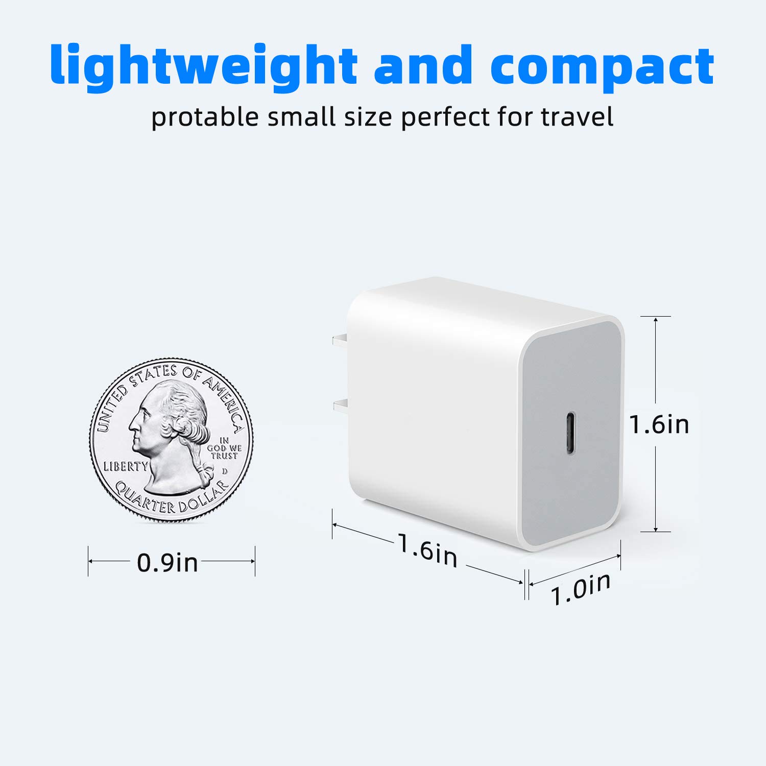 USB Type C Wall Charger Block, 20W Fast Charging PD Power Adapter Compatible iPhone 13 12 Mini Pro Max 11 XS XR X 8 Plus, AirPods, iPad Pro Mini, Galaxy S10/S9/S8, Pixel 4/3/2 XL and More