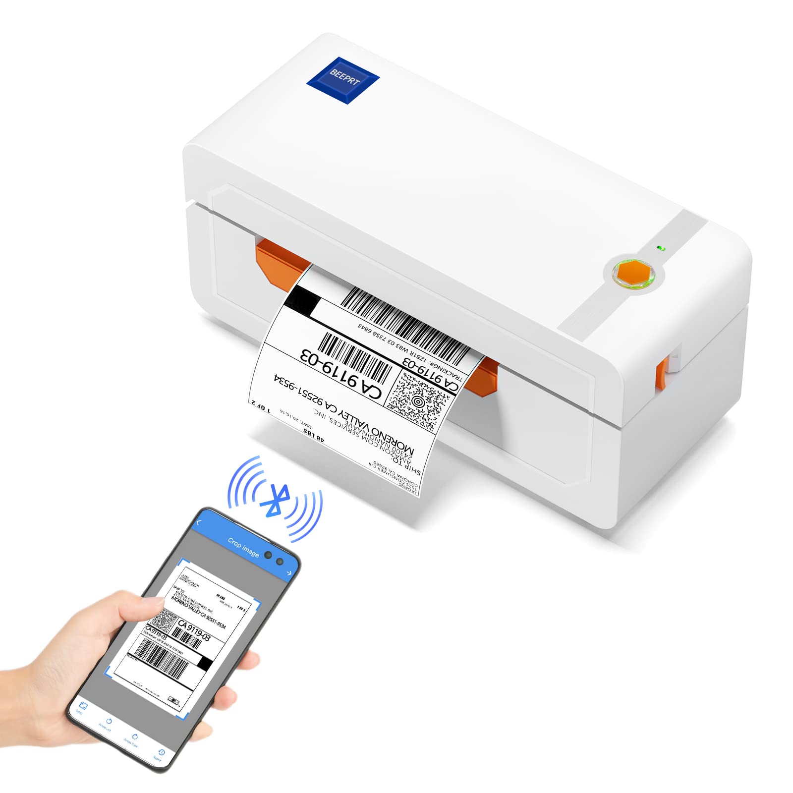 YVF Bluetooth Thermal Shipping Label Printer, 4x6 Label Printer for Shipping Packages & Small Business, Wireless Label Printer Support with iPad iPhone and Android, Work for Amazon Etsy USPS UPS