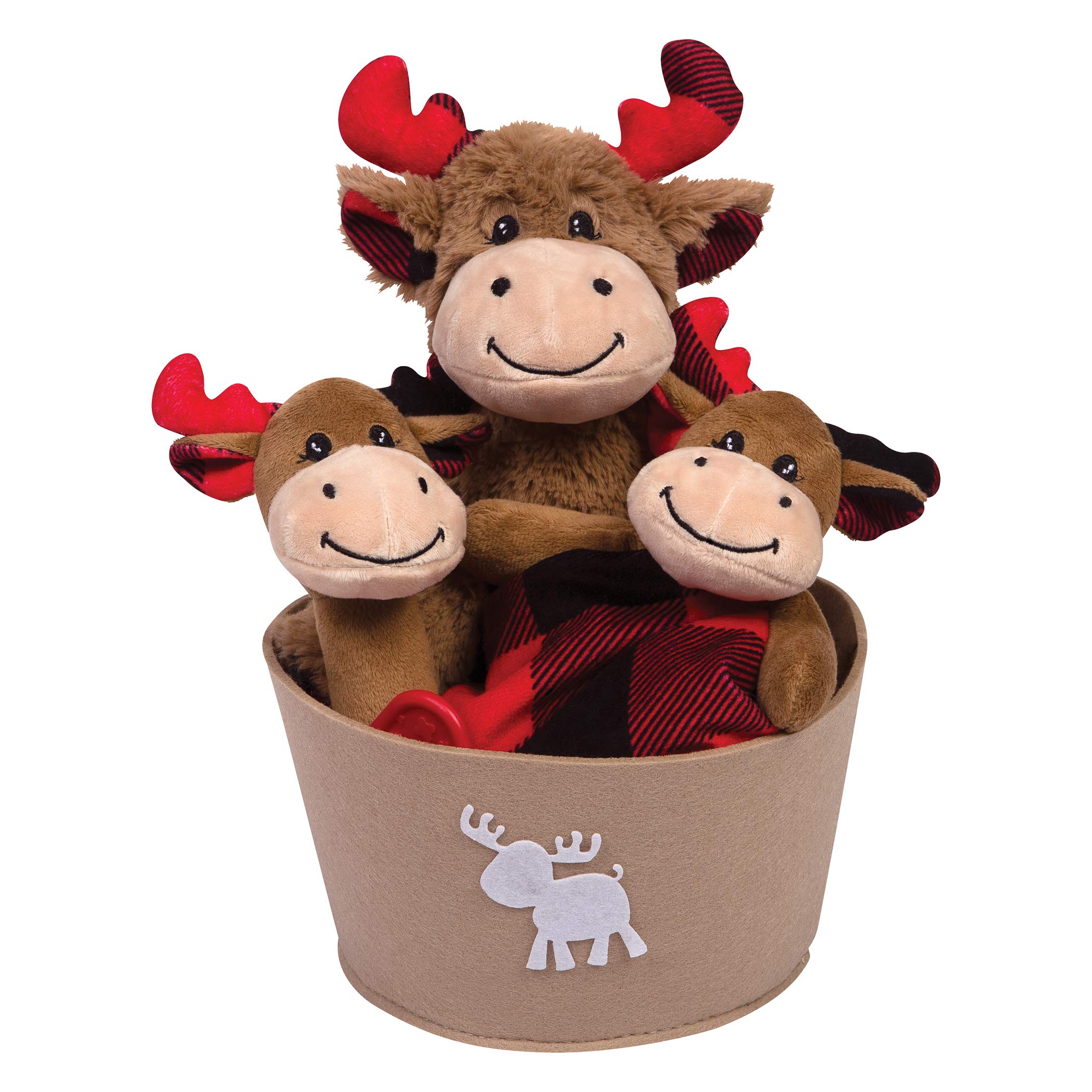 Trend Lab Buffalo Check Moose 4Piece Plush Gift Set Bucket