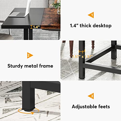 Tribesigns Square Dining Table for 4 People, Farmhouse 39.4"x 39.4" inches Wooden Kitchen Table Patio Table for Backyard &Small Space, Black&Retro (Rusitc&Black)