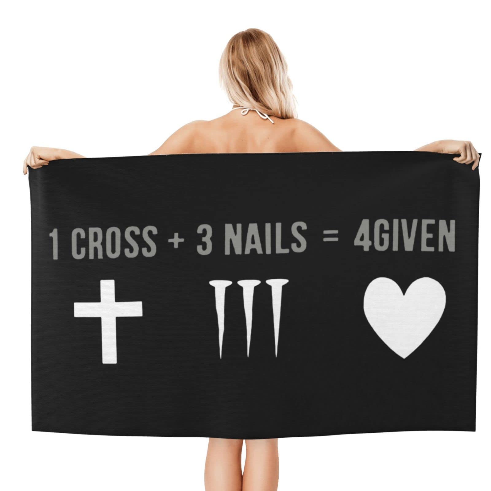 Zahika 1 Cross 3 Nails 4 Given Christian Cross Beach Towel Absorbent Bathroom Towels Beach Towels Oversized Super 32x52 Inch