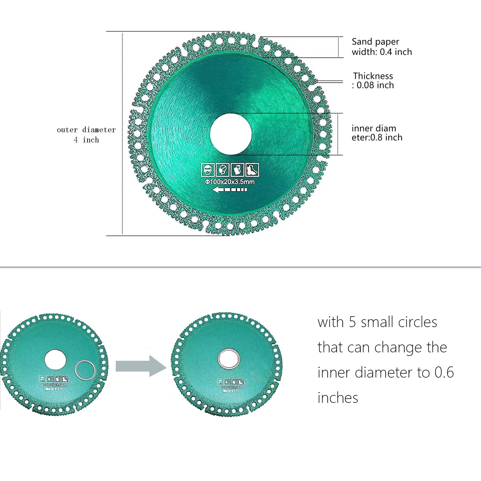 Yiishuiil Indestructible Disc for Grinder, Upgraded Angle Grinder Cutting Disc, 4 Inch Ultra-Thin Saw Blade Diamond Cutting Wheels, Cutter Saw for Glass Wood Stone Metal Ceramic Tile (5Pcs)
