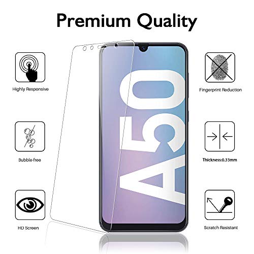 TOCOL 3 Pack Compatible with Samsung Galaxy A50, A30 Screen Protector Tempered Glass HD Clarity Touch Accurate 9H Hardness with Easy Installation Tray