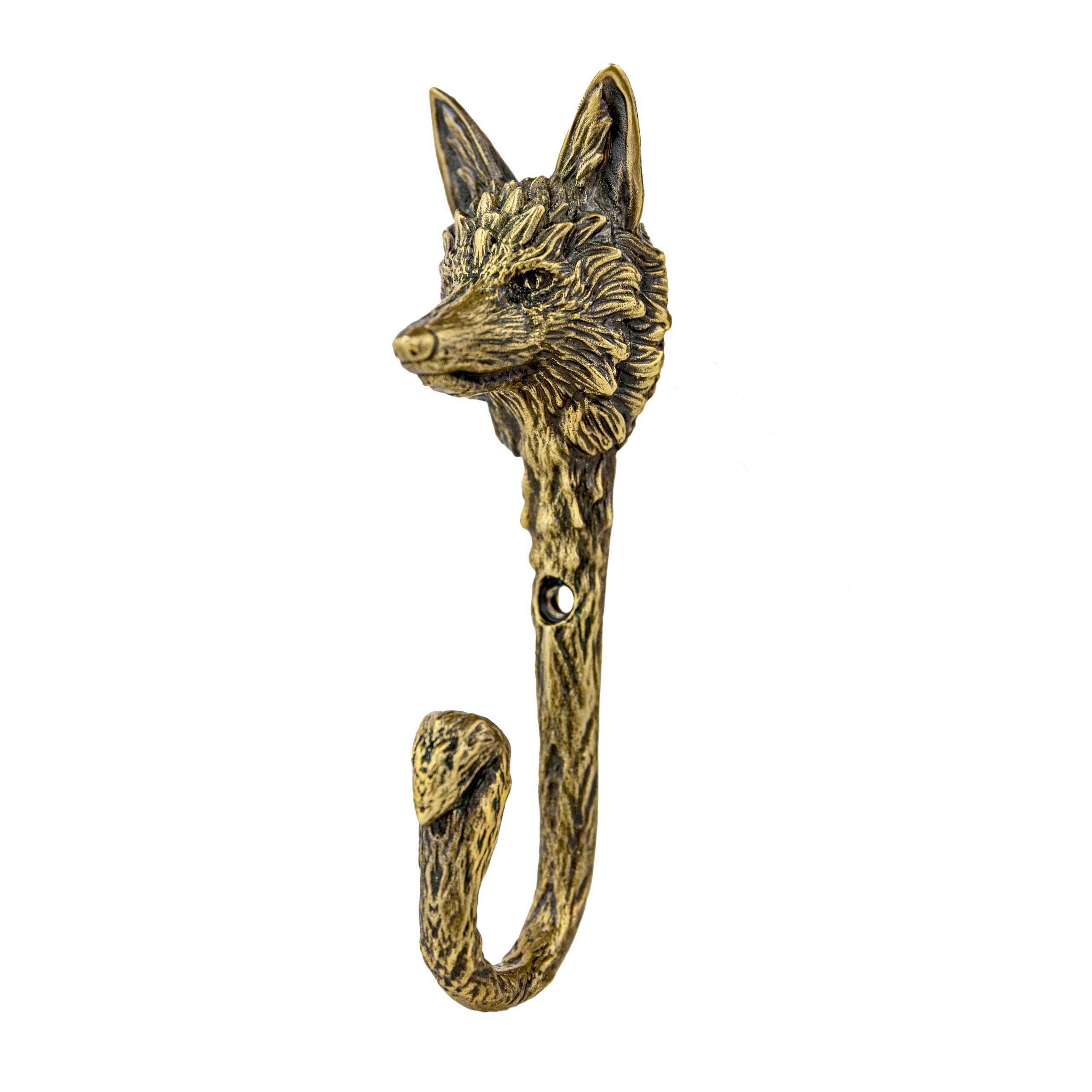 Solid Brass Fox Hook β Large Size, Handcrafted with Exquisite Fox Head Shape and Functional Tail.