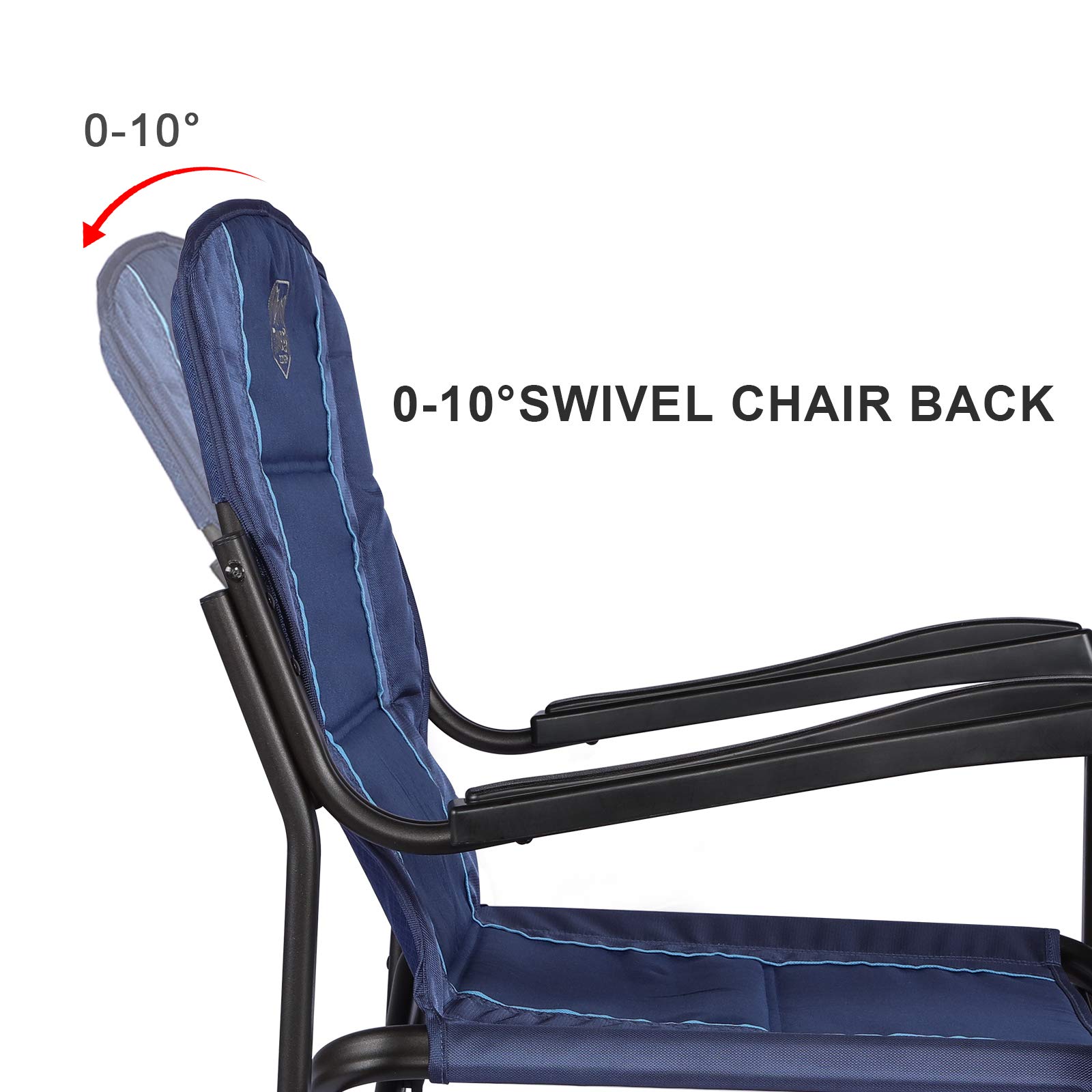 TIMBER RIDGE Lightweight Aluminum Directors Chair with Side Table, Portable Camping Chair with Swivel Back for Camping and Outdoors, Heavy Duty Supports 350 lb