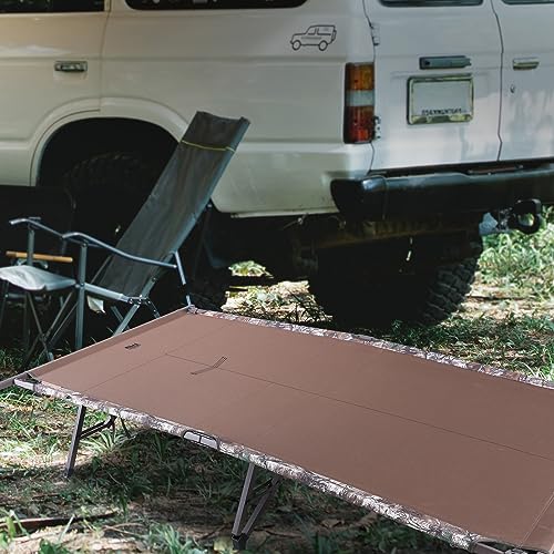 TIMBER RIDGE Outdoor Bed Cots for Sleeping with Carry Bag Foldable XL Hunting for Camping, Hiking, Camouflage,Home, Travel, Support up to 600lbs, Tan