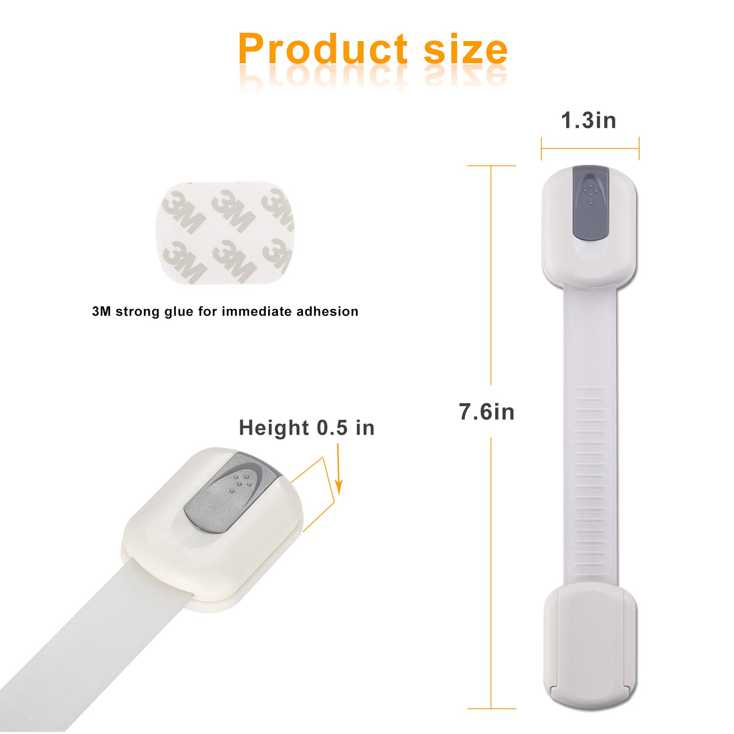 Vmaisi Baby Proofing Cabinet Locks - Childproofing Adjustable Multi Use Straps Latches for Drawers, Fridge, Dishwasher, Toilet Seat, Cupboard, Closet, Oven,Trash Can, Adhesive No Drilling (Grey)
