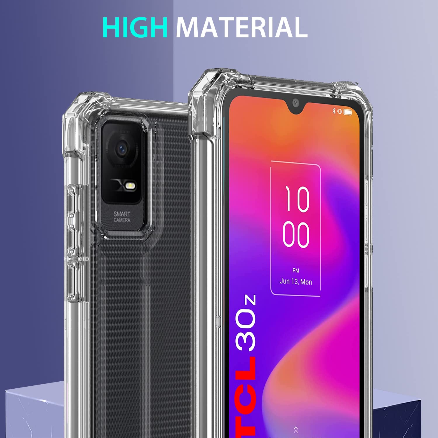 Zeking Case for Alcatel TCL 30Z (T602DL), TCL 30 LE Case with Screen Protector, 2 Layer Structure Protection, Shockproof Corner Armor Bumper Phone Cover for or TCL 30 Z(Clear)