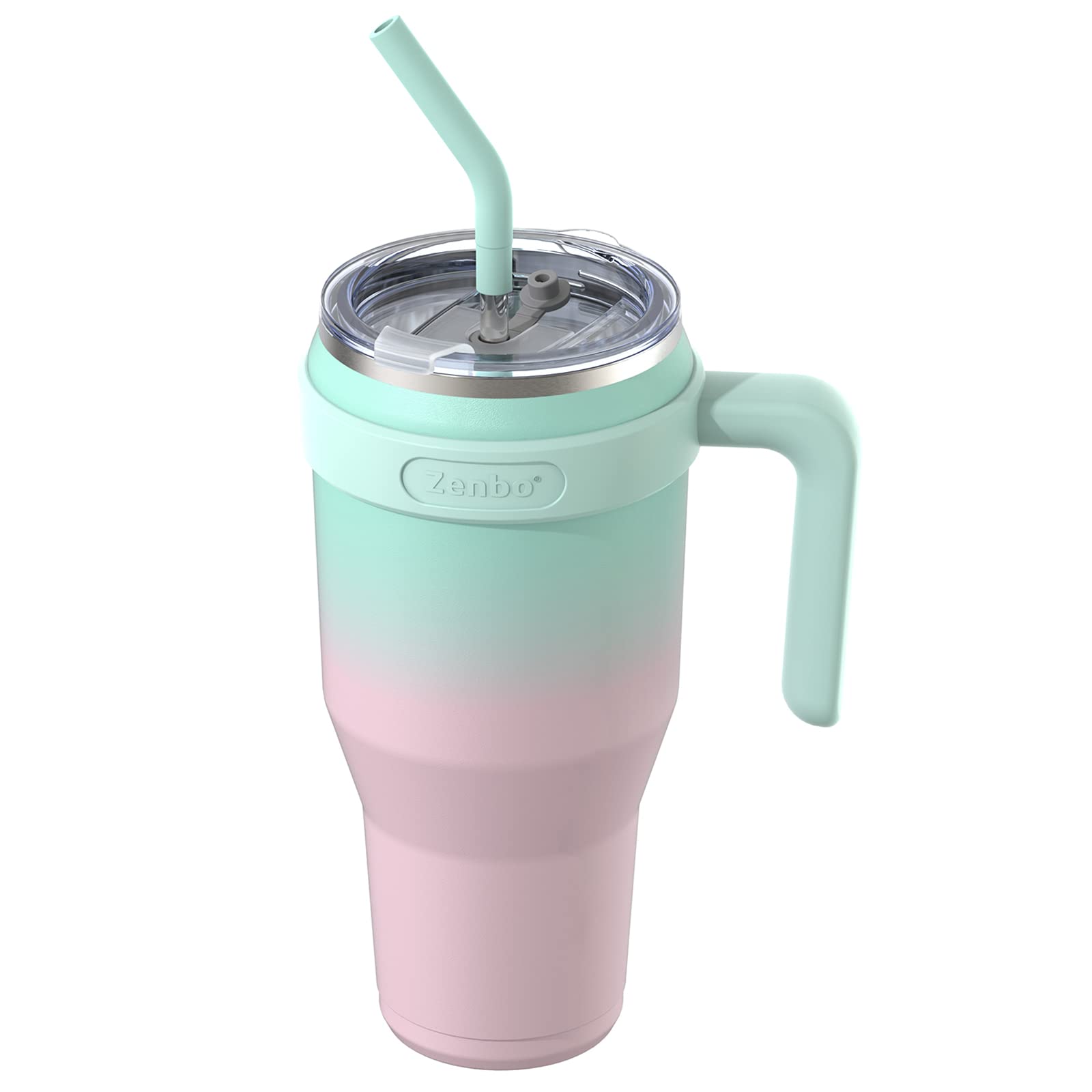 Zenbo 40 oz Tumbler with Handle–Stainless Steel Vacuum Insulated Mug Cup with Handle,Lid and Straw,Keeps Drinks Cold up to 34 Hours – Sweat-Proof Body, Dishwasher Safe