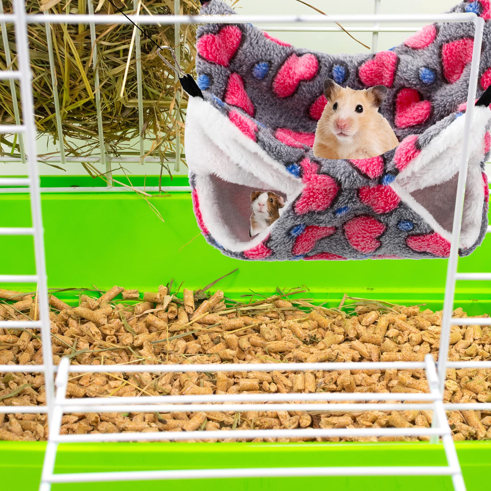 Sweetude 20-Piece Small Pet Cage Hammock Set, Double Layer Design, Sufficient Quantity and Rich Colors, Reliable Material, Easy to Use, Wide Application, Hamster, Guinea Pig