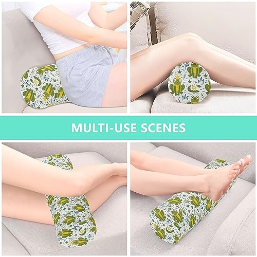 Vnurnrn Funny Frogs Neck Support Pillow Round Neck Roll Bolster Cylinder Pillow Cervical Pillows Memory Foam Pillow for Leg Knee Back Head Support for Gifts Camp Study Work