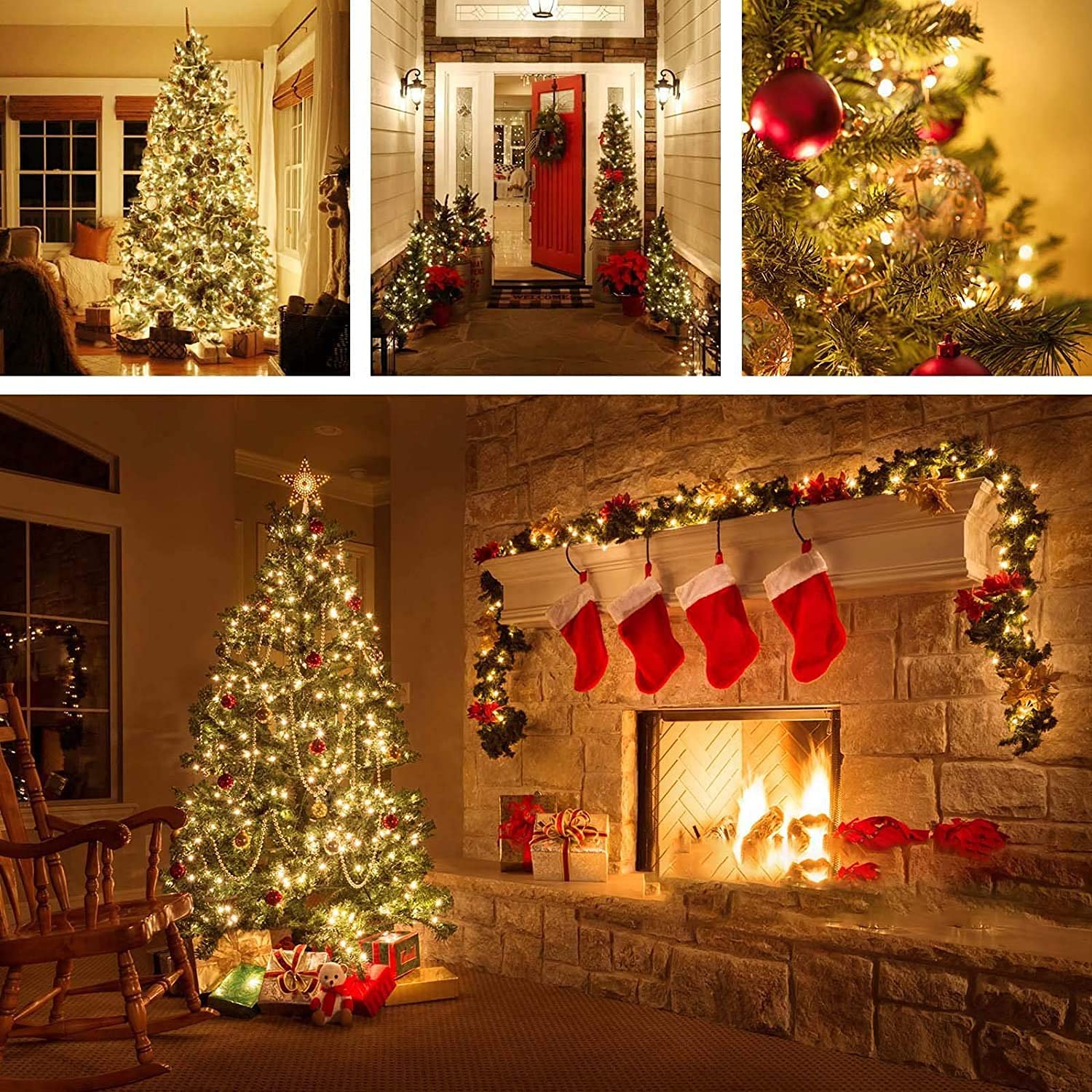 YIQU Extendable Super-Long 95FT 240 LED Christmas String Lights Outdoor/Indoor, Green Wire Christmas Tree Lights Plug in String Lights for Xmas Decorations Party Wedding Garden (Warm White)