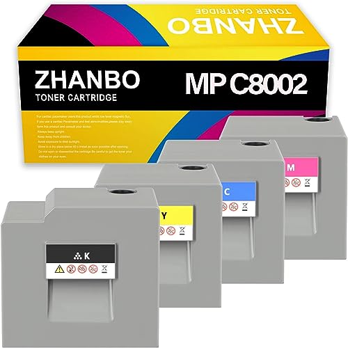 ZHANBO Remanufactured MP C8002 Toner Cartridge Replacement for Ricoh MP C6502 C8002 Printers.(842083 842084 842085 842086)