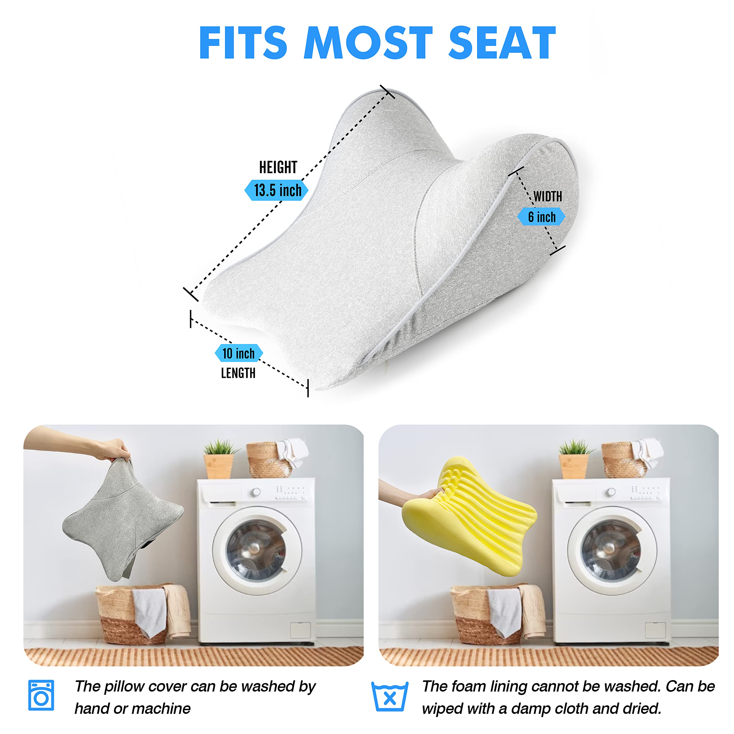 TKLoop Car Neck Pillow for Driving Seat Car headrest Pillow with Adjustable Strap, 100% Memory Foam Neck Support Pillow for Car, Office Chair Grey Pack of 1