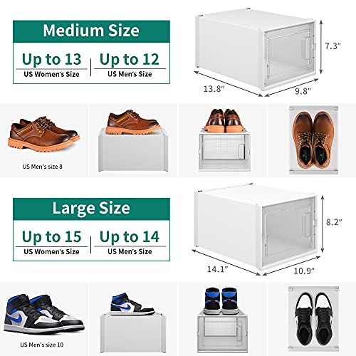 YITAHOME Shoe Storage Box, 18 PCS Medium Size Shoe Storage Organizers Stackable Shoe Storage Box Rack Containers Drawers