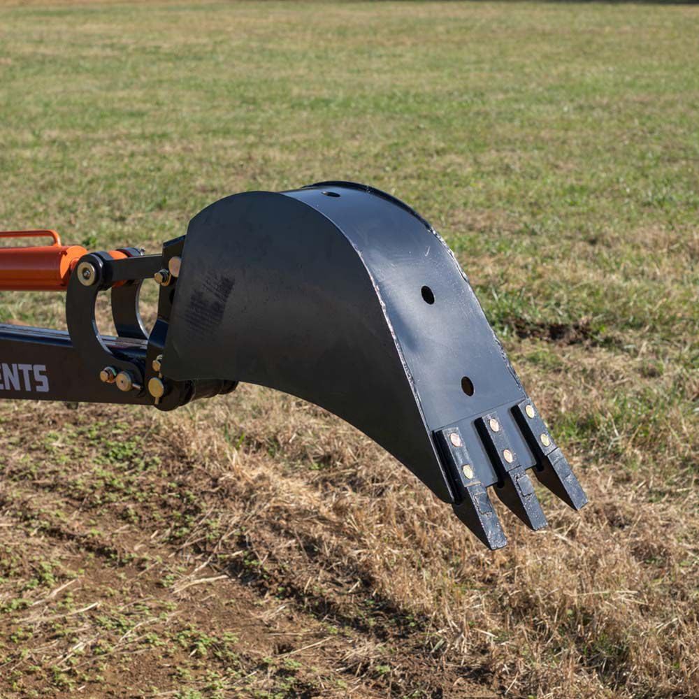 Titan Attachments 8in Wide Backhoe Bucket, 3-Carbon Steel Teeth, Hydraulic Tilt Backhoe & Excavator Attachment