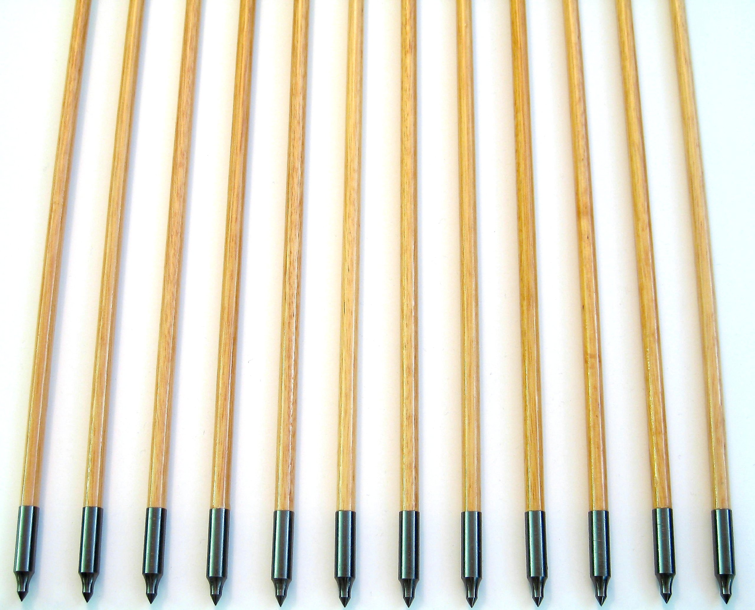 Shiny Black 12 Handsome, Premium Wood Arrows with Turkey Feathers & Stainless Steel Field Points - for Recurve, Compound, or Long Bow. 50-70# Spine Weight. 30 Inches.