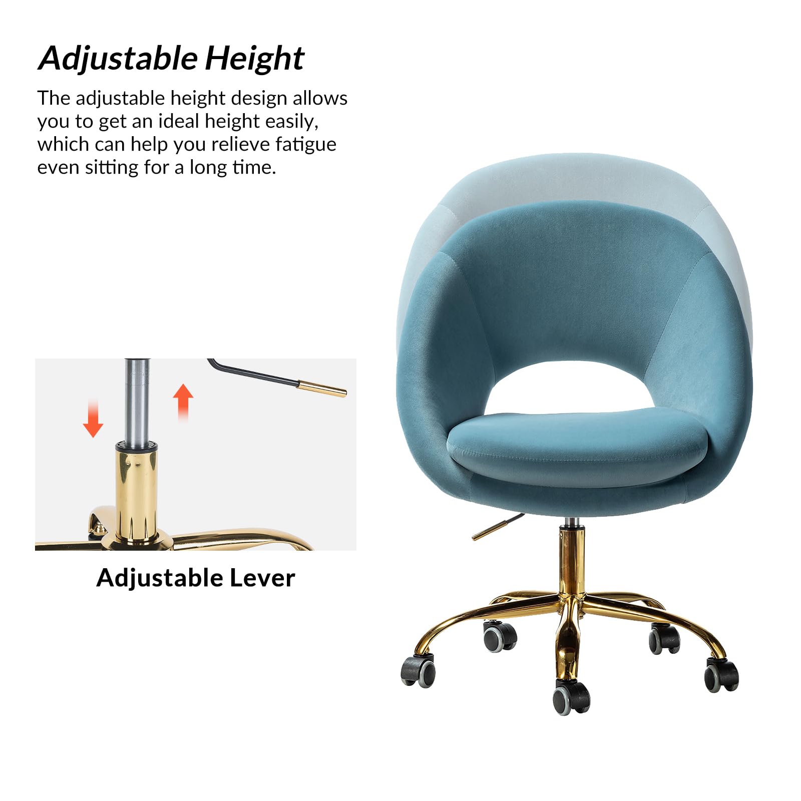 Velvet Fabric Task Chair with Wheels Swivel Soft Seat Computer Chair for Home Office Work Study Vanity Small Desk Chair-Grey…