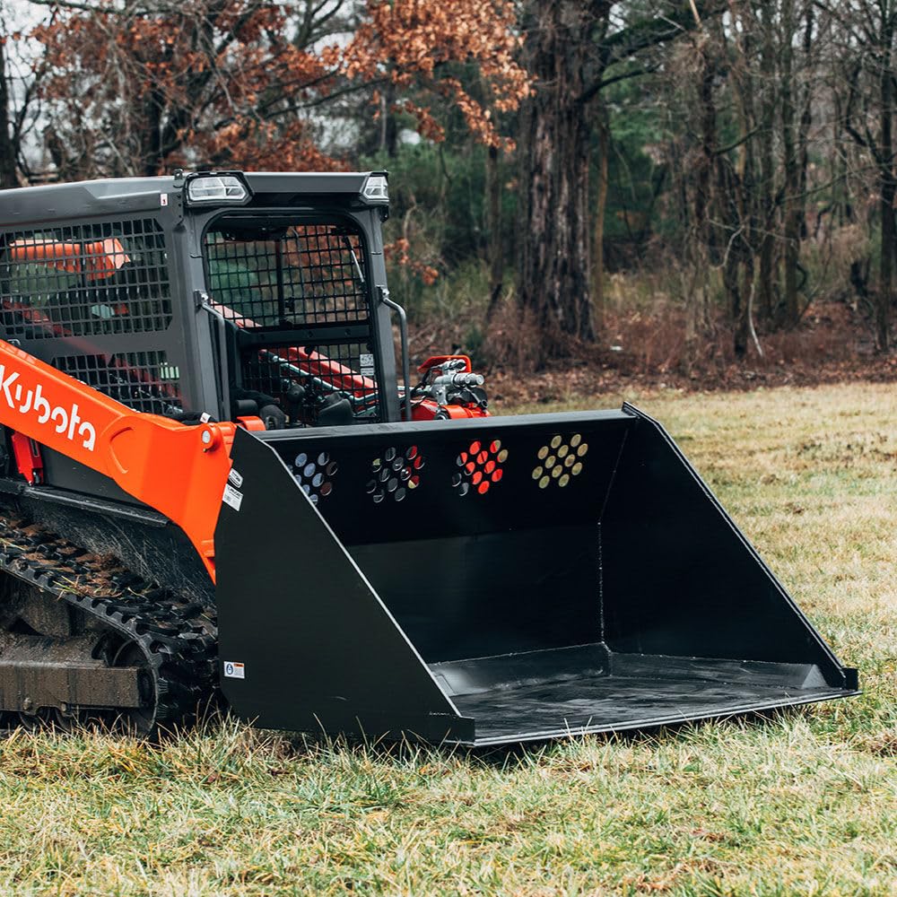 Titan Attachments 72" Bucket Attachment, Tractor & Skid Steer Quick Tach Accessory, High Volume Light Material Bucket, 0.5" Thick Skid Steer & Tractor Bucket Cutting Edge, for Snow & Light Materials